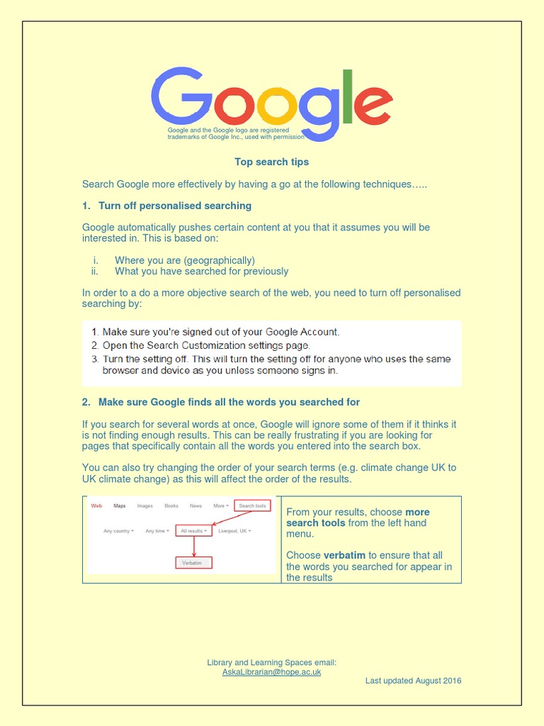 Top Search Tips: 12 Techniques for Conducting Effective Google Searches ...