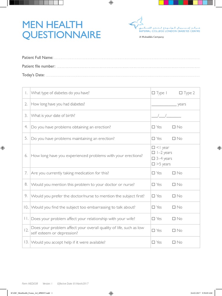 MenHealth Questionnaire A4 4PRINT 1Q2017 | PDF