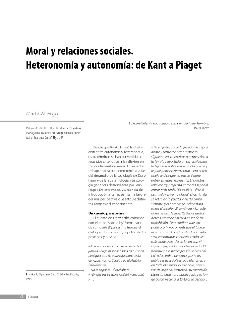 Moral Heteronomía y Autonomía PDF | PDF | Immanuel Kant | Moralidad