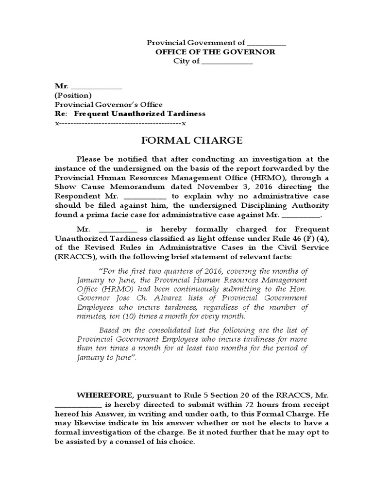 Sample Formal Charge SCRB | PDF