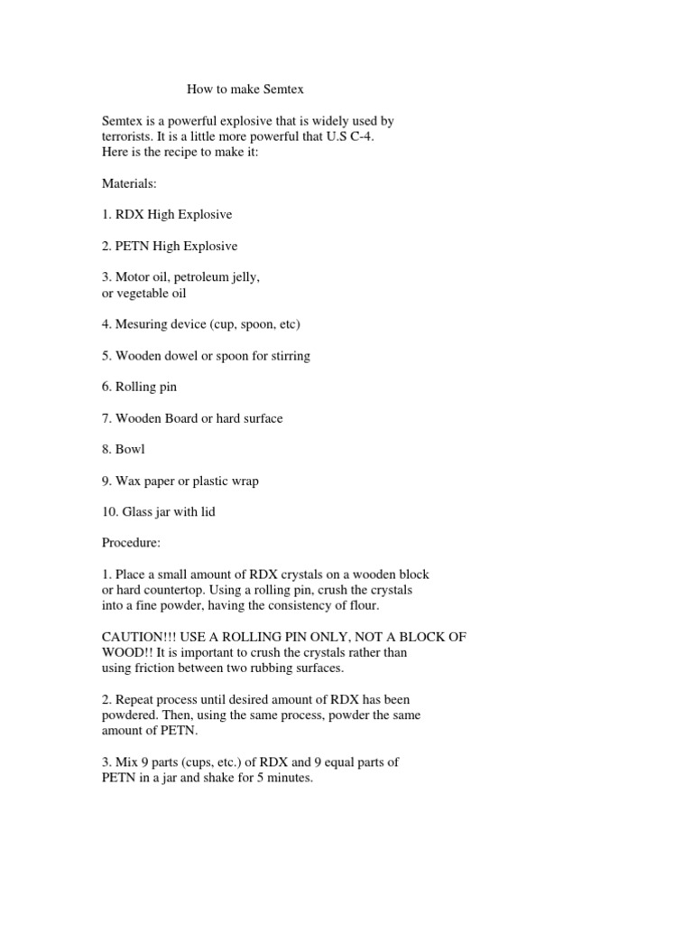 A Collection of Dangerous and Illegal Bomb and Explosive Recipes | PDF ...