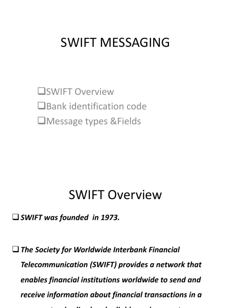 SWIFT Messaging Overview and Codes | PDF