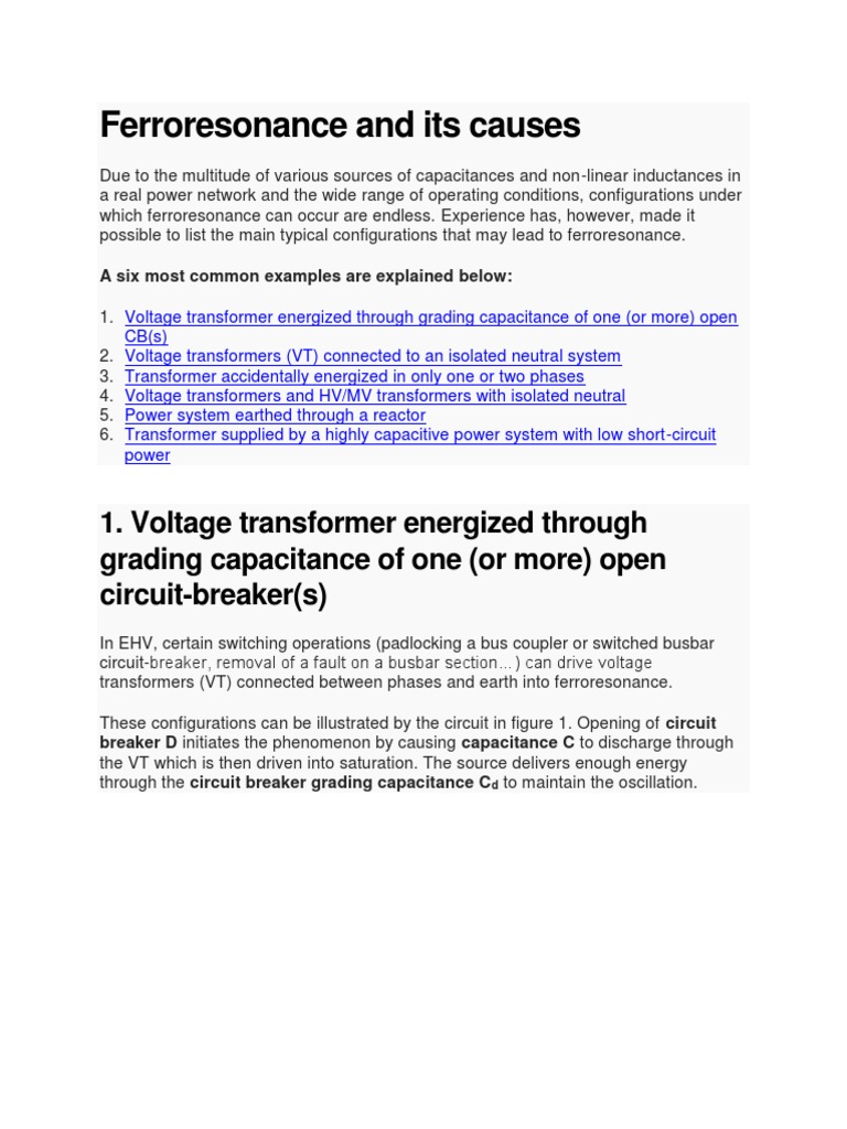 Ferroresonance in Power Systems | PDF | Transformer | Electric Power System