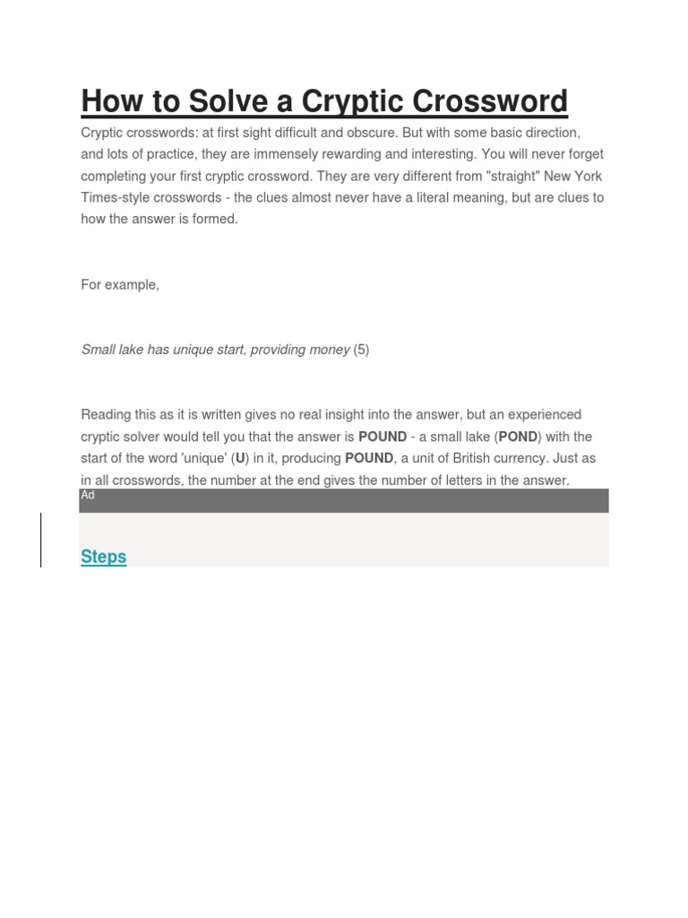 How To Solve A Cryptic Crossword | PDF | Crossword | Linguistics