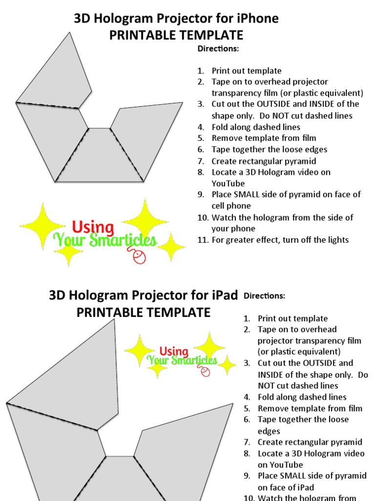 3 D Hologram Projector Template Pdf Information Appliances Apple