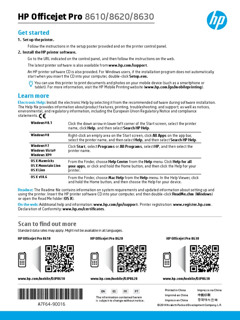 HP Officejet Pro 8630 Quick Guide | PDF | Fax | Digital Subscriber Line