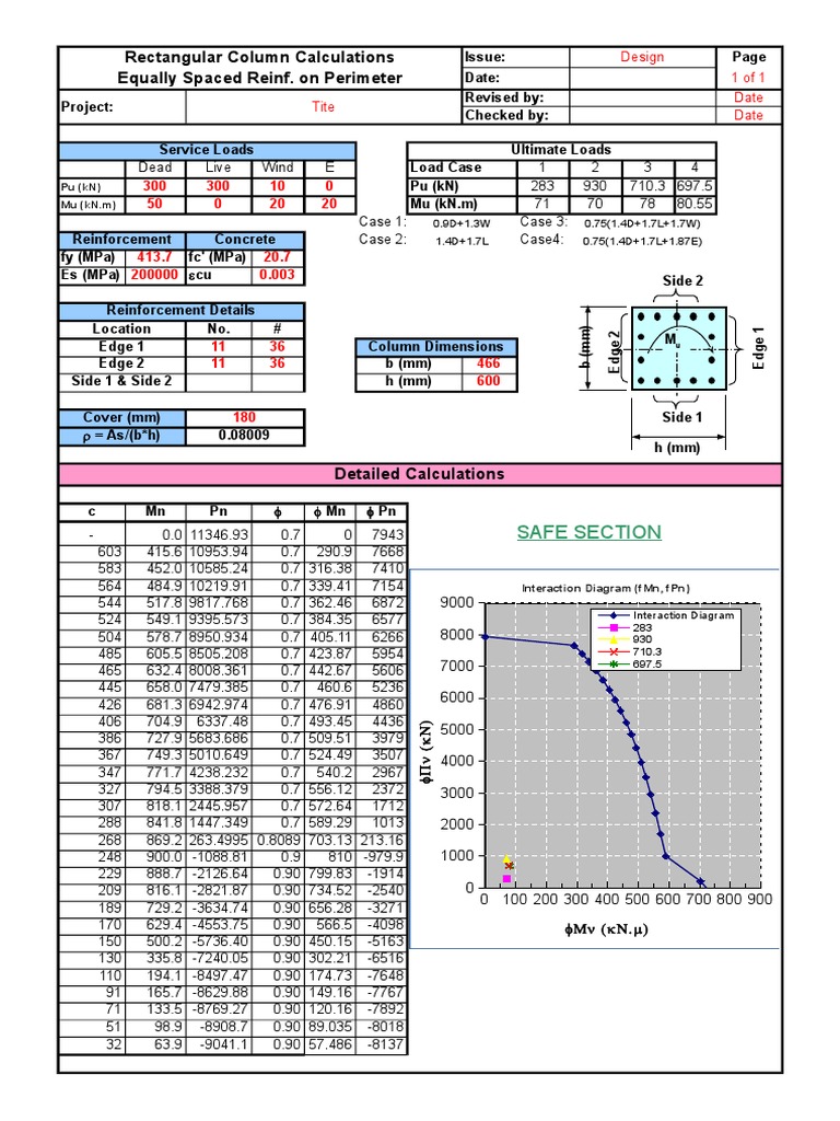 Rectangular Column Calculations.xls | Structural Engineering | Civil Engineering | Free 30-day ...