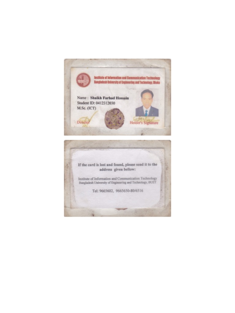 3 M SC Buet Id Card | PDF