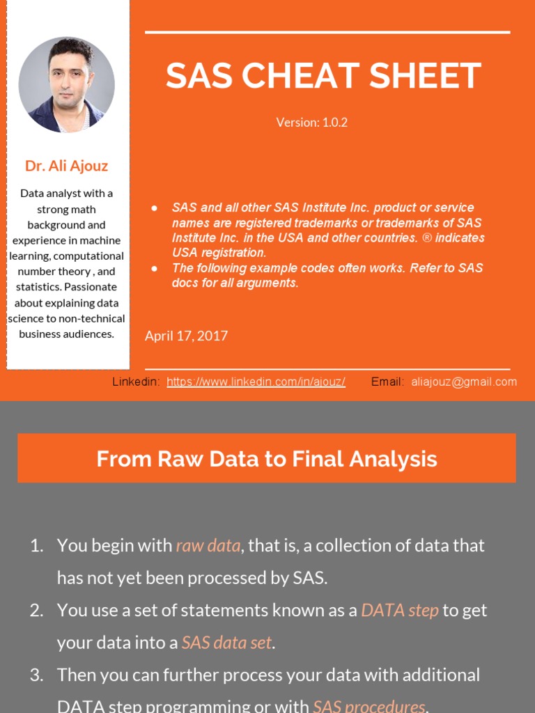 Sascheatsheet 170401221255 | Download Free PDF | Sas (Software) | Parameter (Computer Programming)