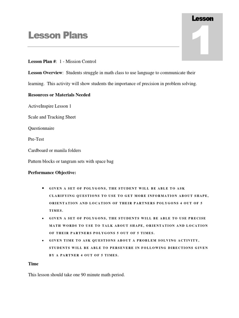 Lesson 1 | Download Free PDF | Lesson Plan | Quiz