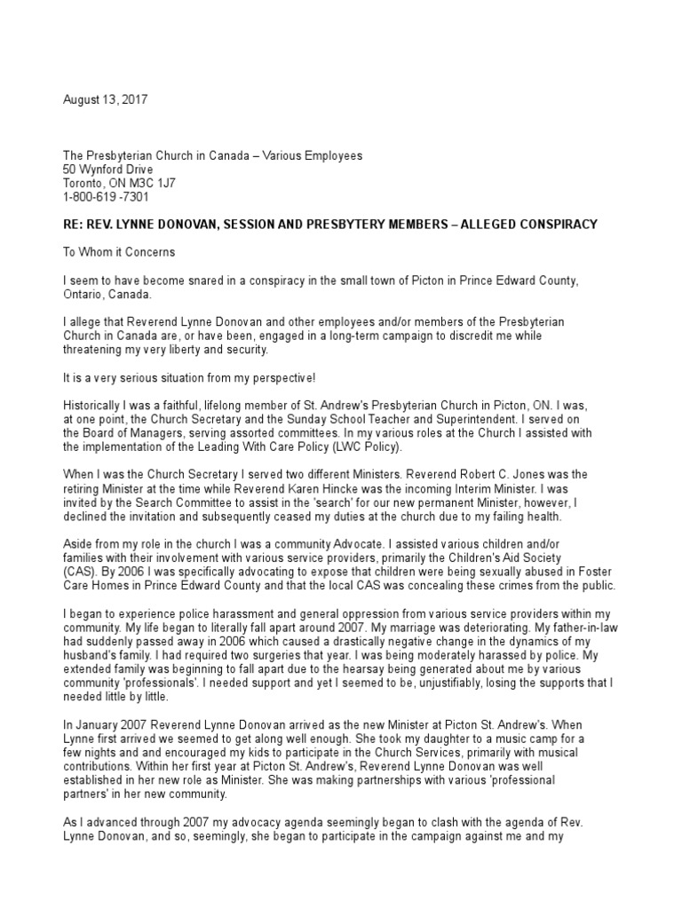 Letter - PCC Lynne Donovan | PDF | Defamation | Complaint
