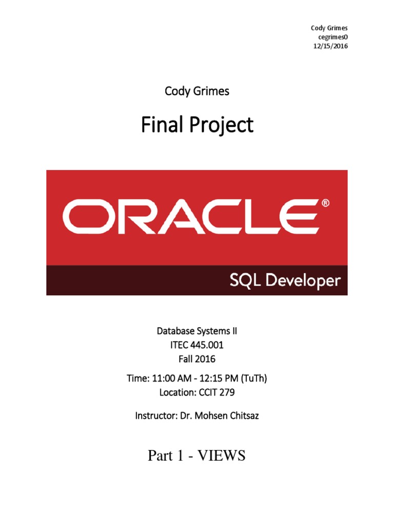 Final Project: Cody Grimes | PDF | Data Management Software ...