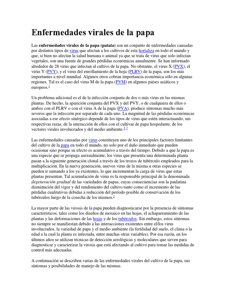 Enfermedades Virales de La Papa | PDF | Virus | Patata