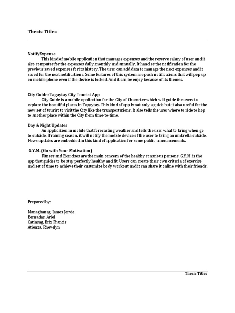 Mobile App Thesis Ideas for Users | PDF