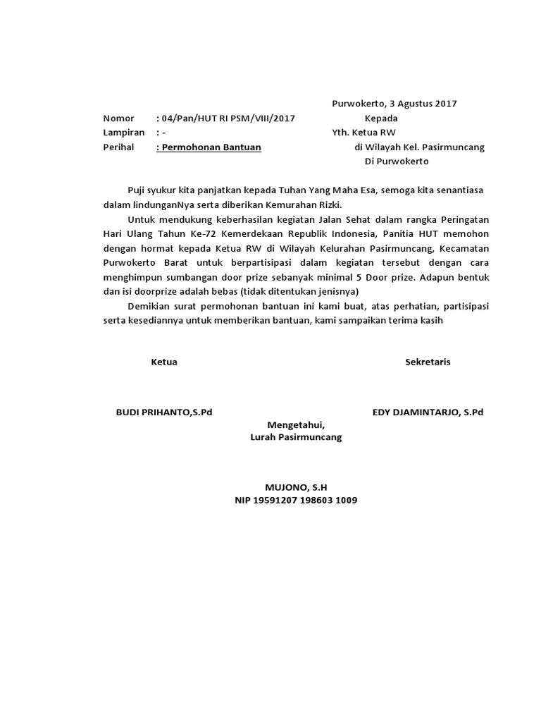 Surat-Surat Proposal - RW RT Kosong | PDF