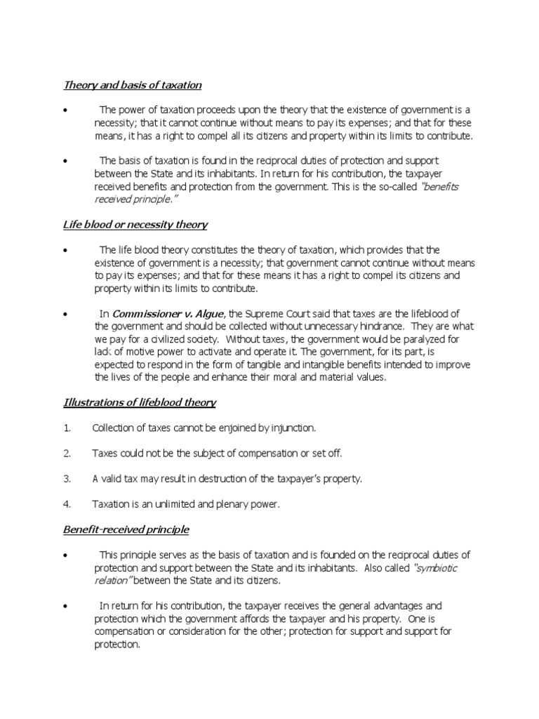 Theory and Basis of Taxation | Taxes | Virtue