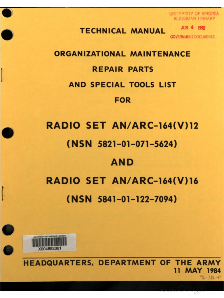TM 11-5841-286-20P - Radio - Set - AN - ARC-164 - 1984 | PDF