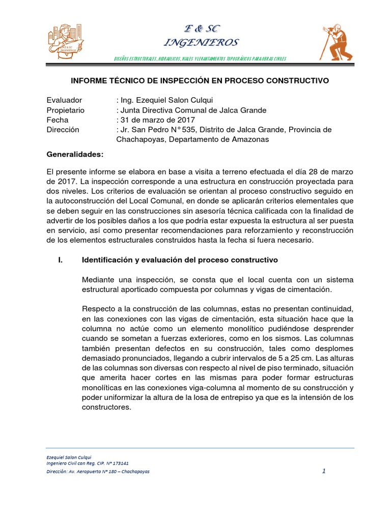 Informe de Inspección Constructiva | PDF | Fundación (Ingeniería) | Science