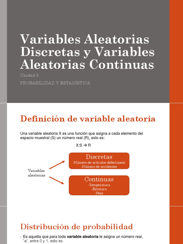 Variables Aleatorias Discretas y Variables Aleatorias Continuas (Conceptos y Ejercicios) | PDF ...