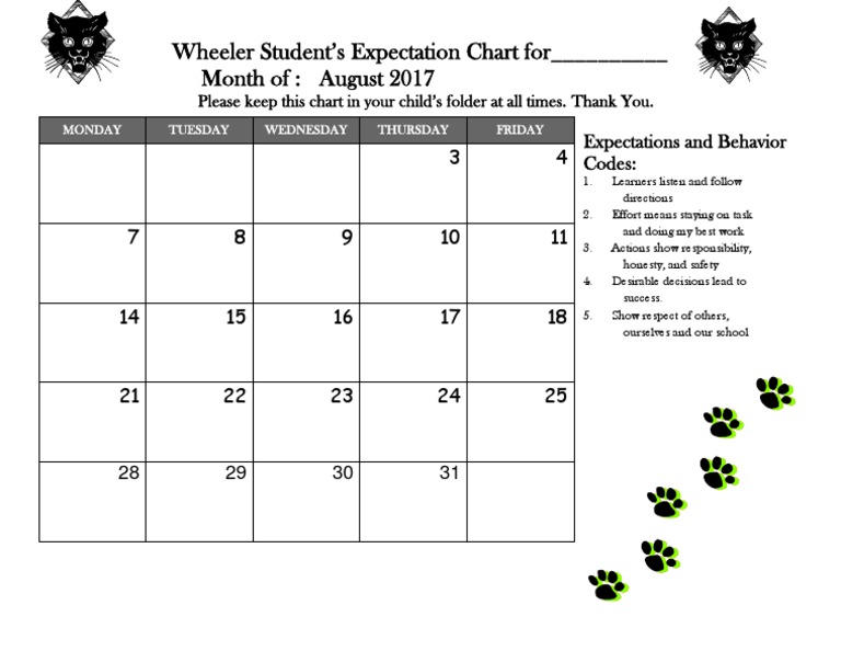 Behavior Chart August 2017 | PDF