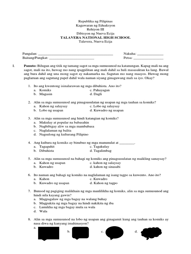 Long Test FILIPINO | PDF