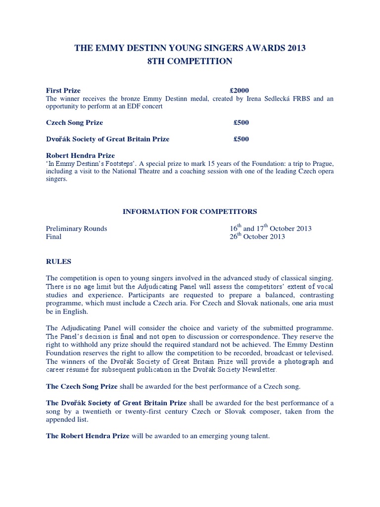 Rules and Requirements 2013 | PDF | Singing | Performing Arts