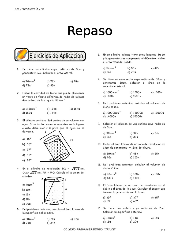 IV BIM - 5to. Año - GEOM - Guía 4 - Repaso | PDF