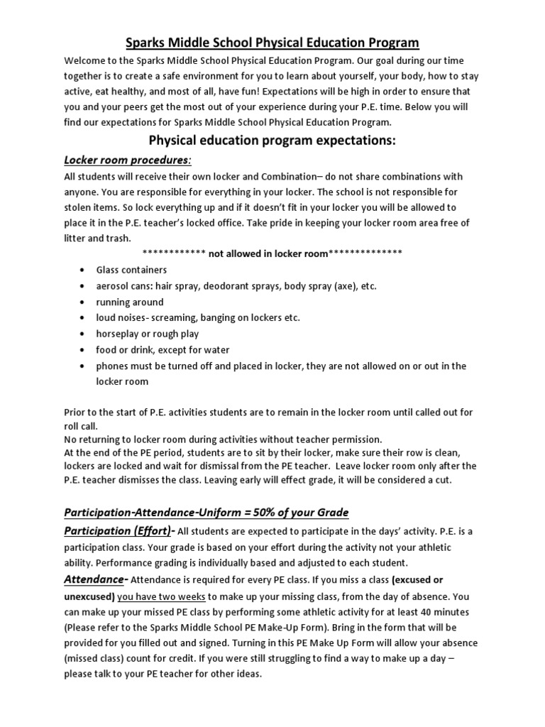 Pe Program Letter 8-1-17 | PDF | Physical Education | Shoe