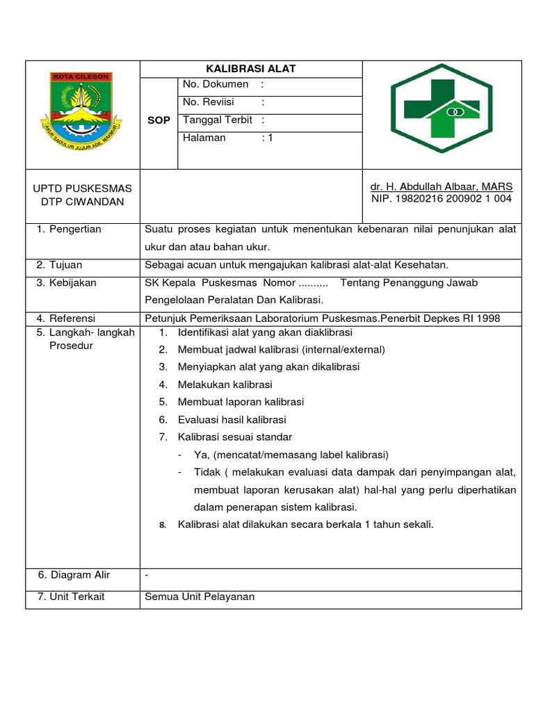 Sop Kalibrasi Alat | PDF