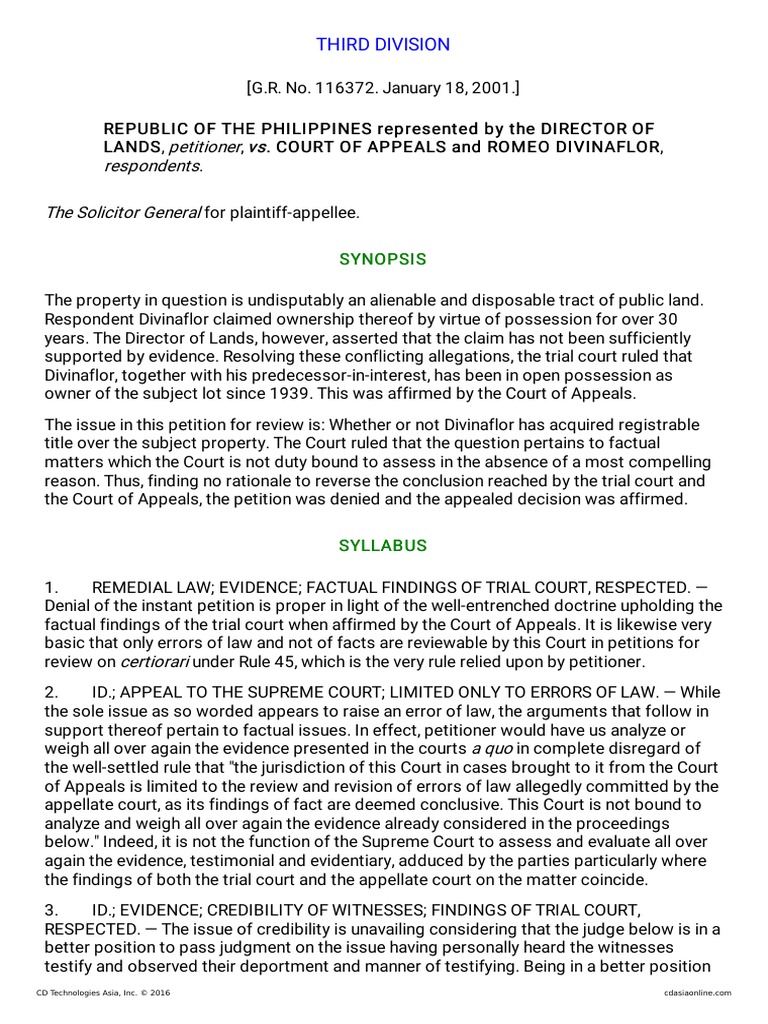 01 Republic V Court of Appeals | PDF | Witness | Testimony