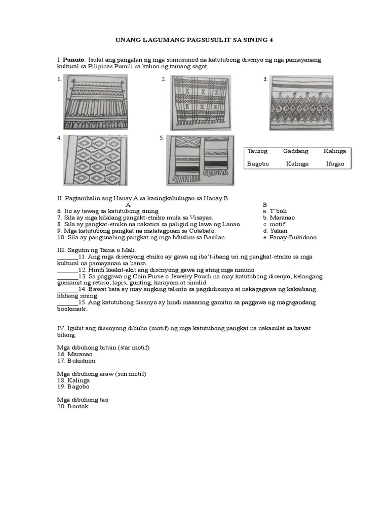SINING 1st QUARTER (Summative 1&2, Unit Test and 1st Quarter Exam) | PDF