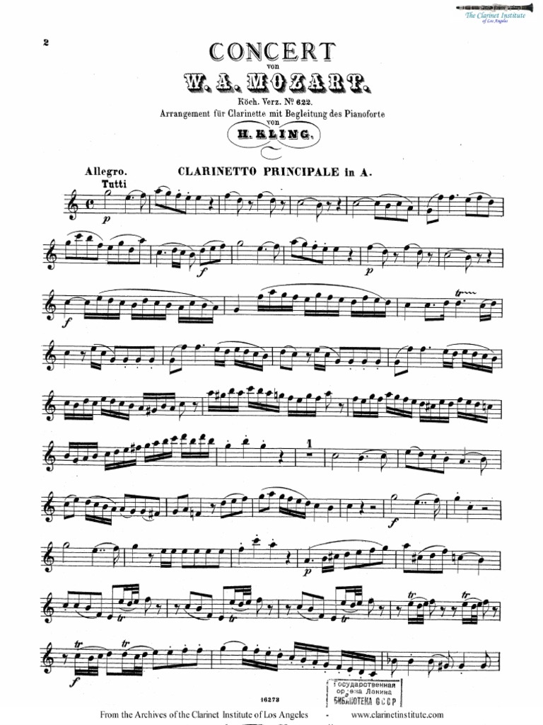 Mozart - Clarinet Concerto PDF | PDF
