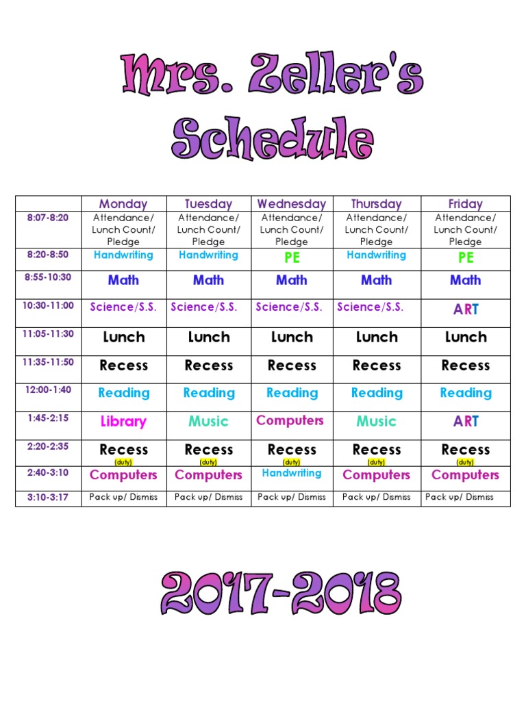 Weekly Class Schedule Overview | PDF