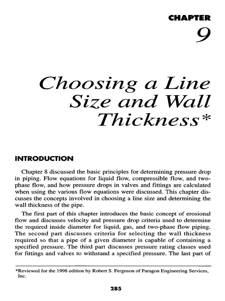 Pipe Sizing: Line Size & Wall Thickness | PDF | Pipe (Fluid Conveyance ...