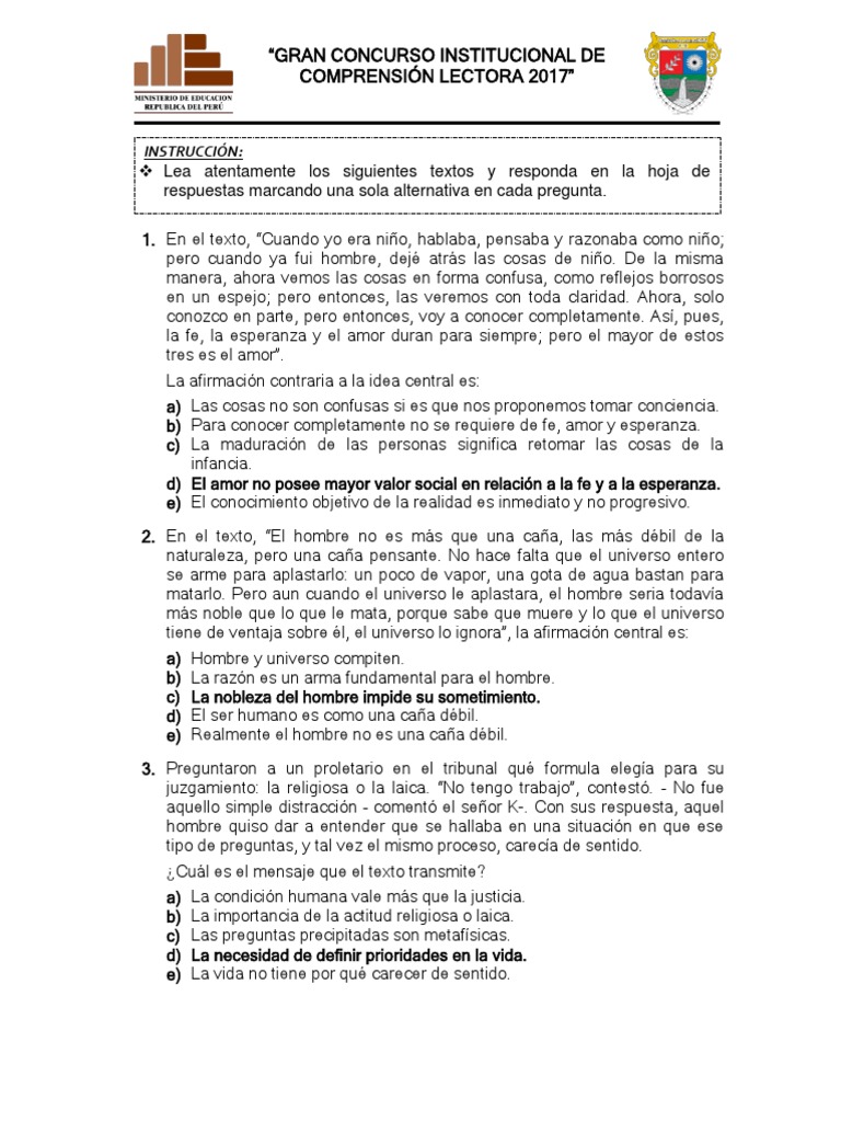 Preguntas de Comprensión Lectora | PDF | Sonido | Lingüística