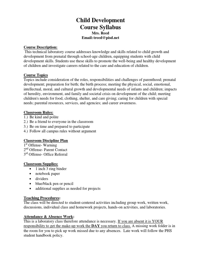 Child Development Class Outline | PDF | Child Development | Relationships