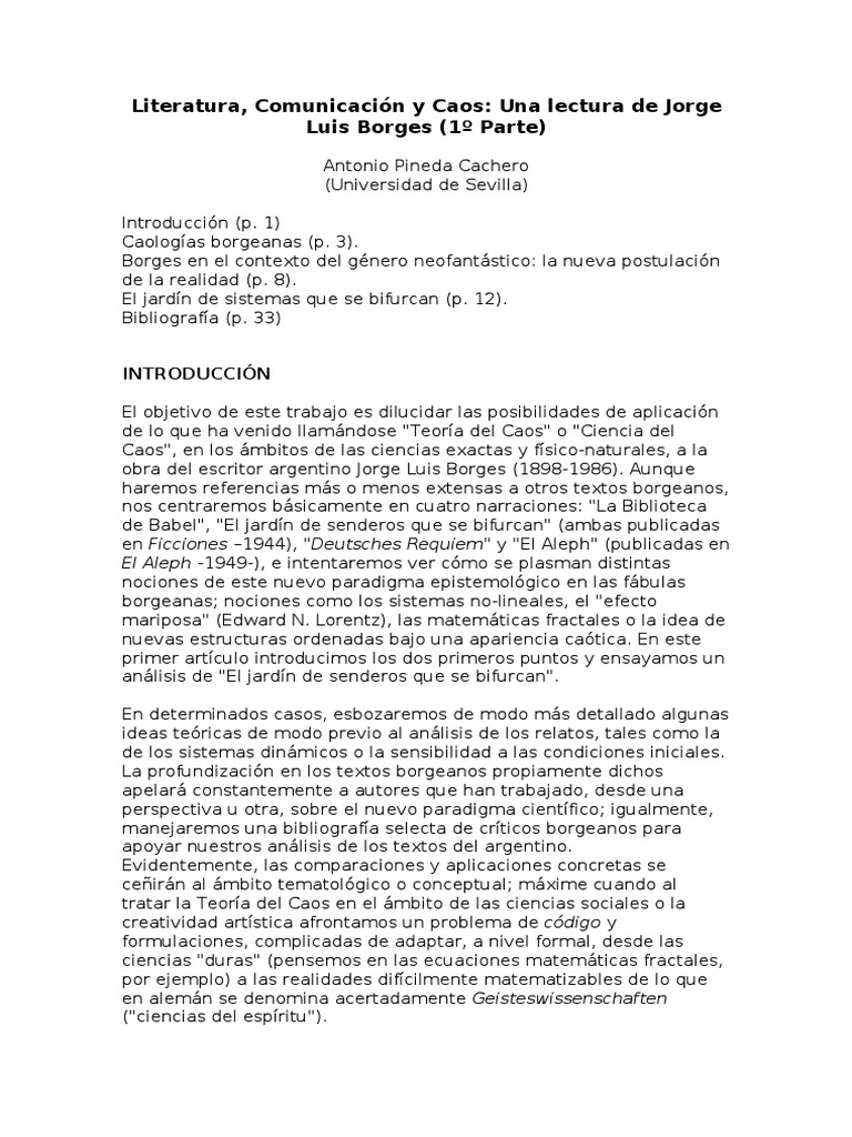 Borges Fractal | PDF | Teoría del caos | Determinismo