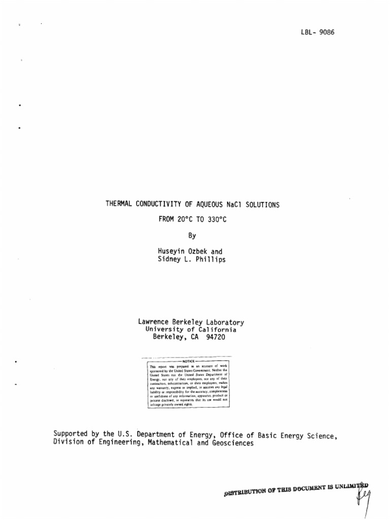 Thermal Conductivity of NaCl Solution | PDF | Electrical Resistivity ...