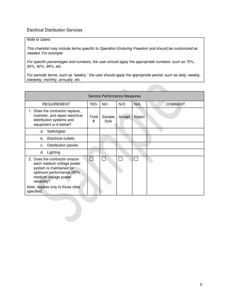 Electrical Distribution Checklist | PDF | Electrician | Electric Power ...