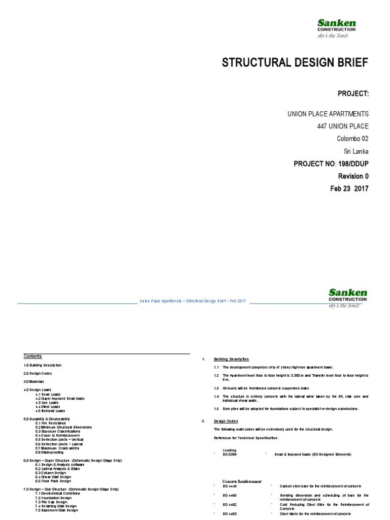 Structural Design Brief - Rev 0 | PDF | Prestressed Concrete | Concrete