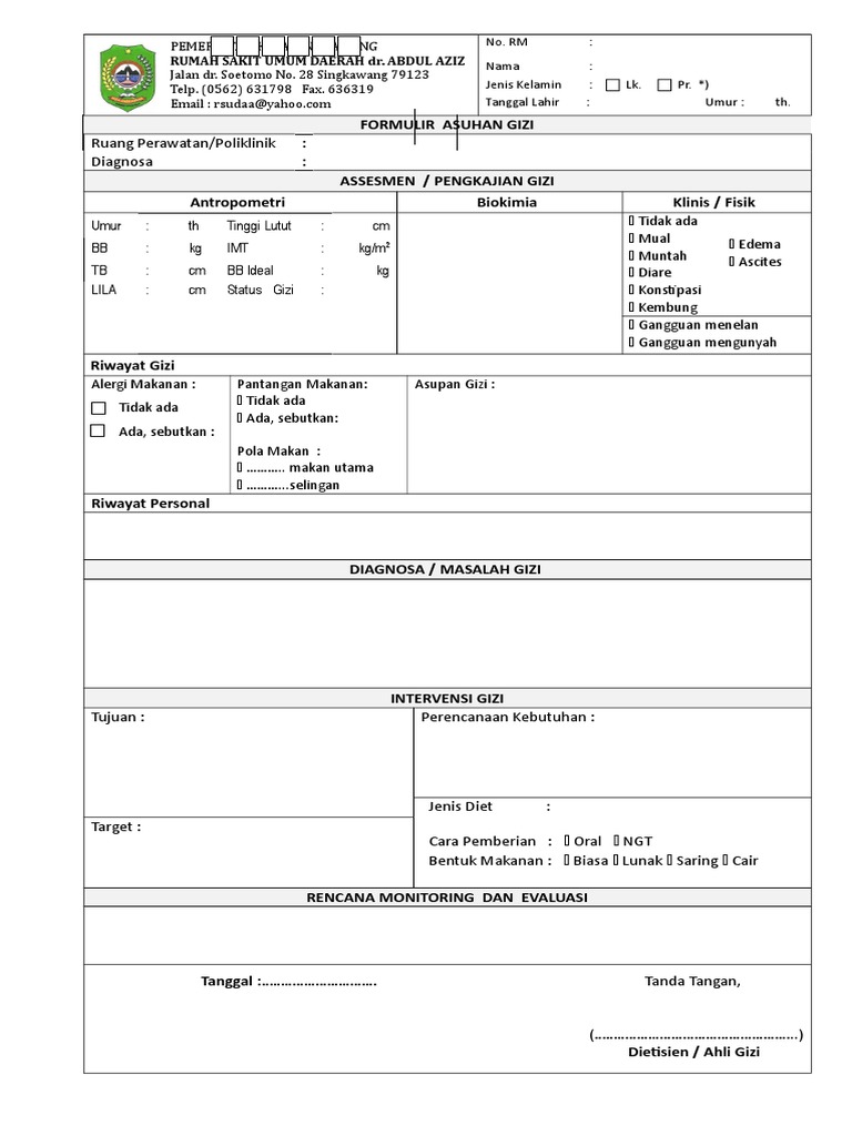 Formulir Asuhan Gizi Dewasa - Ok2 | PDF
