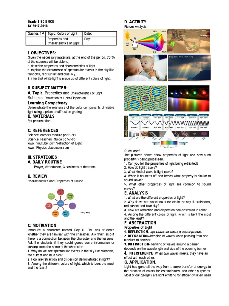 COLORS and Light Lesson Plan | Download Free PDF | Light ...