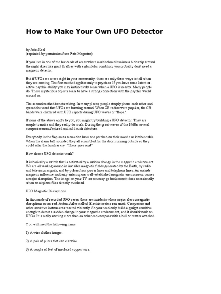 John Keel - How To Make Your Own UFO Detector | PDF | Detector (Radio ...