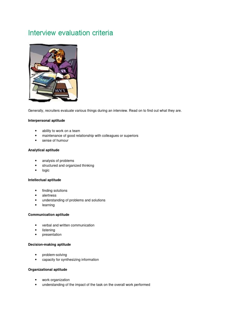 Interview Evaluation Criteria: Interpersonal Aptitude | PDF