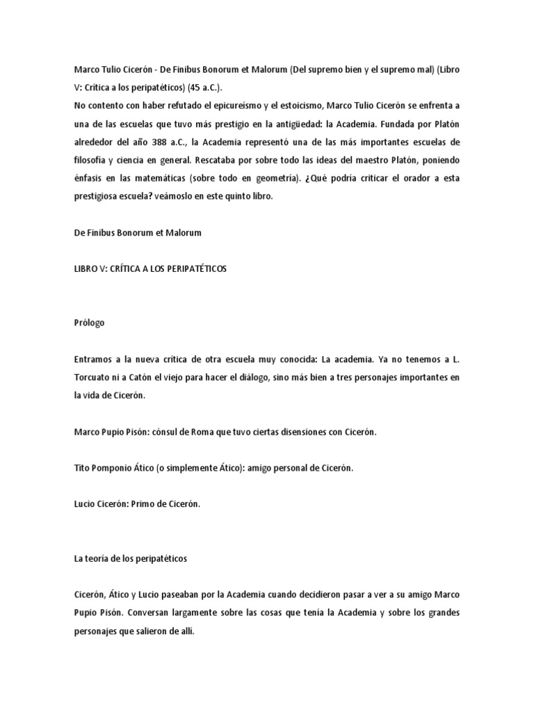Marco Tulio Cicerón de Finibus | PDF | Cicerón | Felicidad