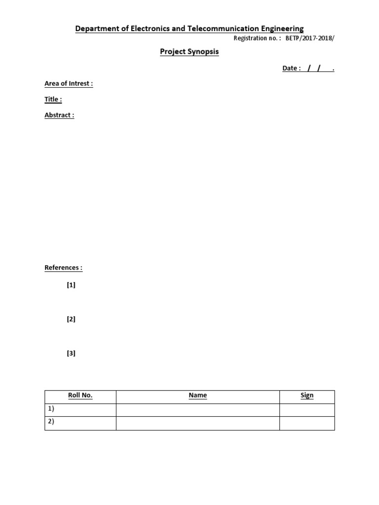 Department Of Electronics And Telecommunication Engineering Project