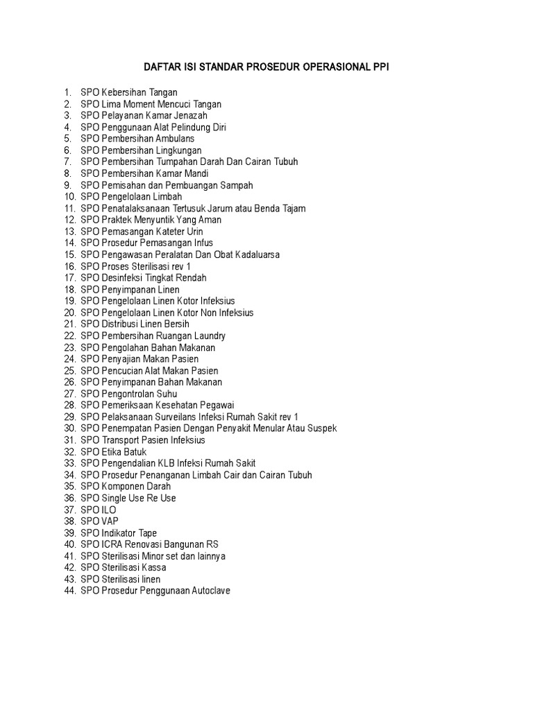 Daftar Spo Ppi | PDF | Sains & Matematika