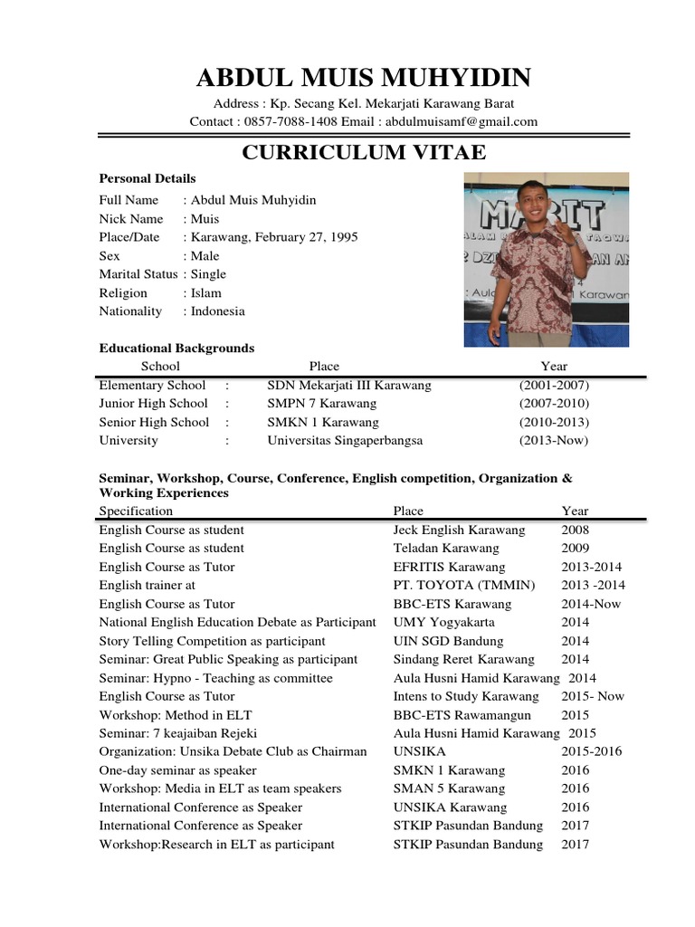 Abdul Muis Muhyidin CV Rosma | PDF