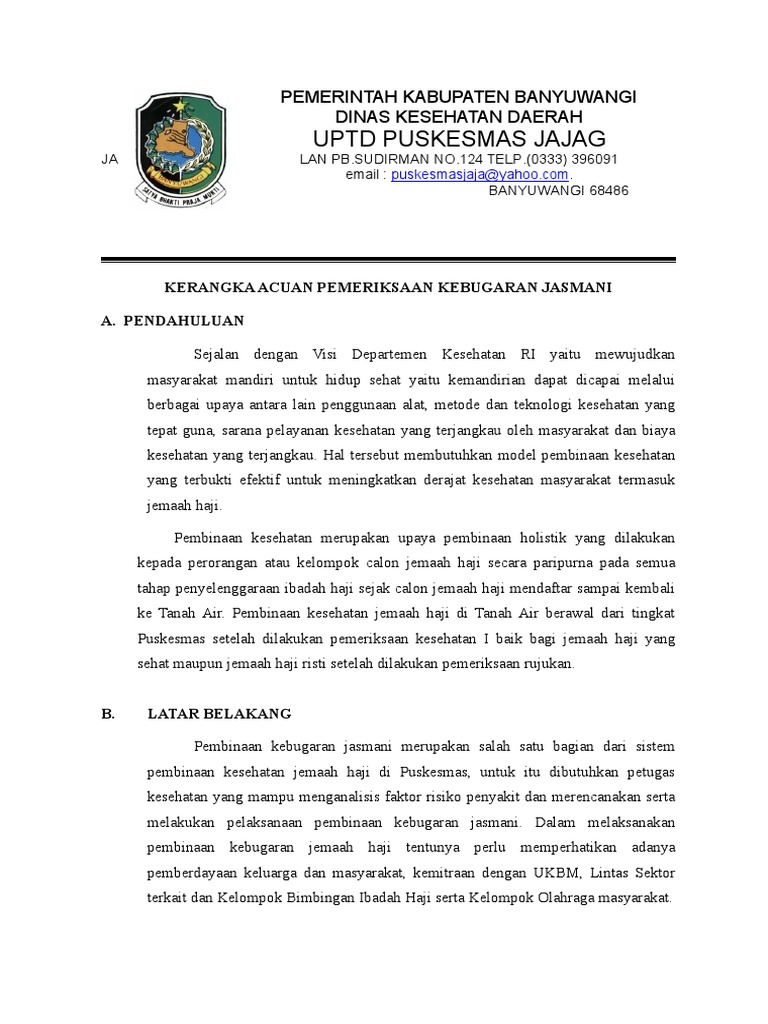 Kak Pemeriksaan Kebugaran Jasmani | PDF | Kesehatan Holistik