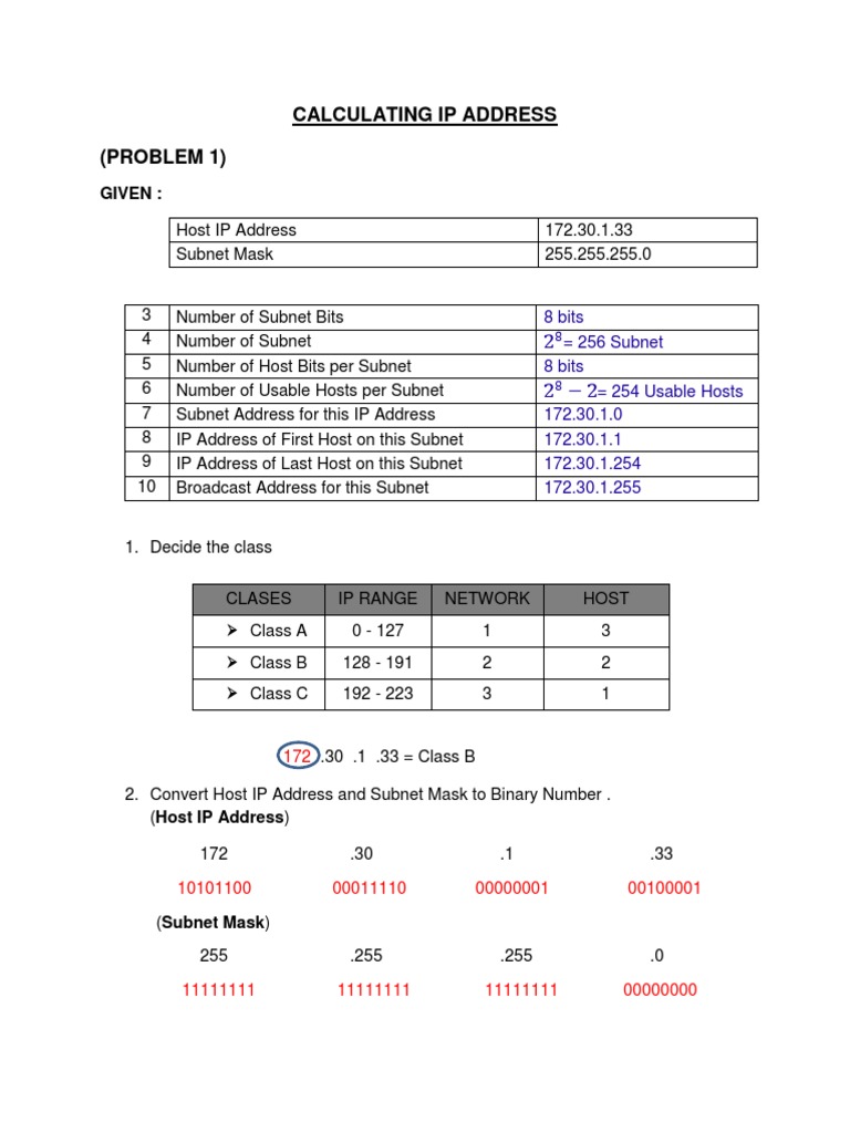 Ip Address Calculating . | PDF | Ip Address | Computer Networking